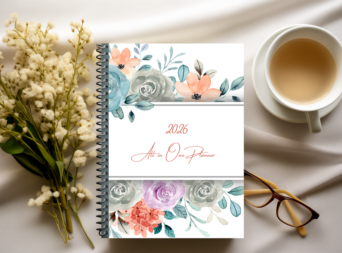 All in One Planner 2026: Watercolor Garden | Bella Grace Planners